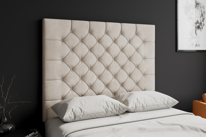 Queen Anne Wall Mount Upholstered Headboard 3ft Single Malia Plush Velvet Ivory